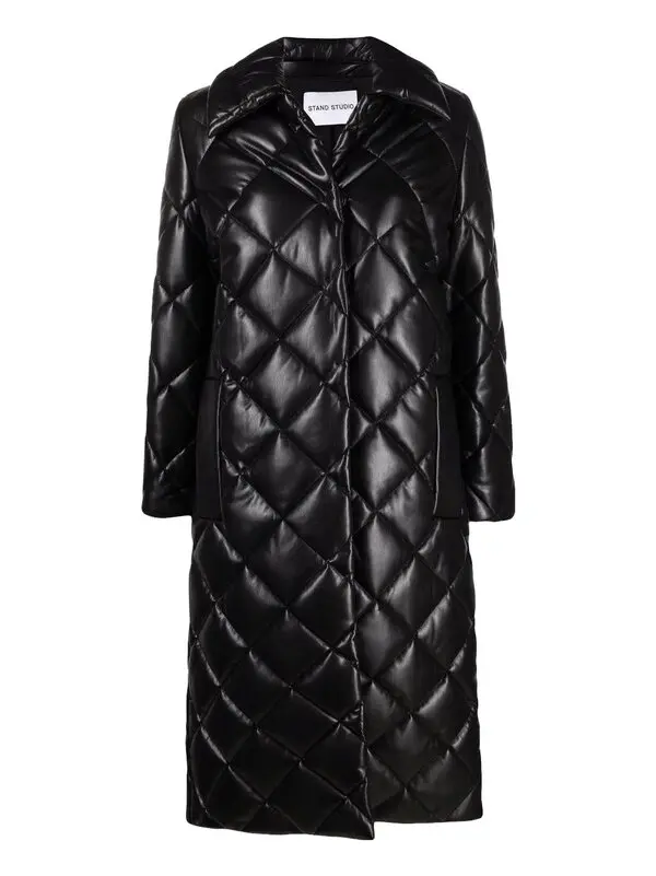 STAND STUDIO Dorothea Diamond-quilted Coat - Black