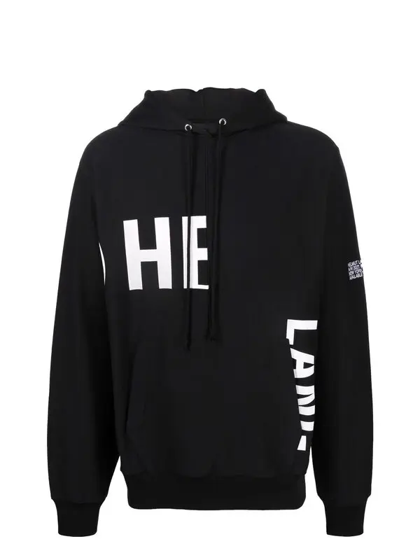 Helmut Lang Logo Print Pullover Hoodie - Black