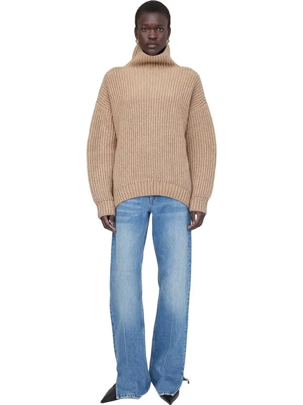 ANINE BING Sydney Funnel-neck Sweater - Camel