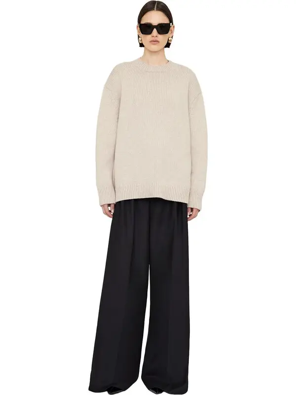 ANINE BING Rosie Cashmere Crewneck Sweater - Oatmeal