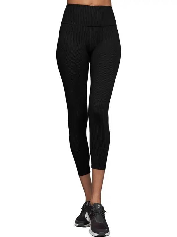 Carbon38 Ribbed 7/8 Legging - Black