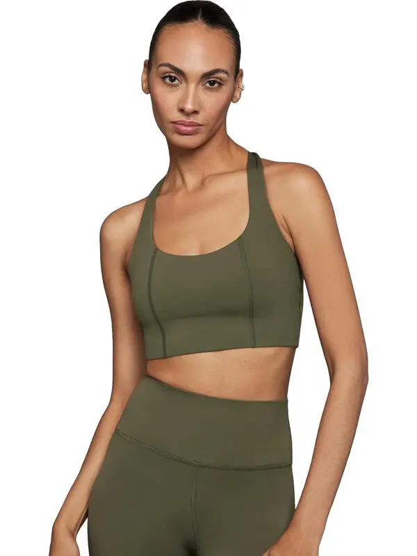 Carbon38 T Back Bra In Diamond Compression - Olive
