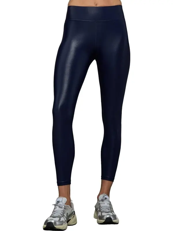 Carbon38 Regular Rise 7/8 Legging In Takara Shine - Navy Blazer