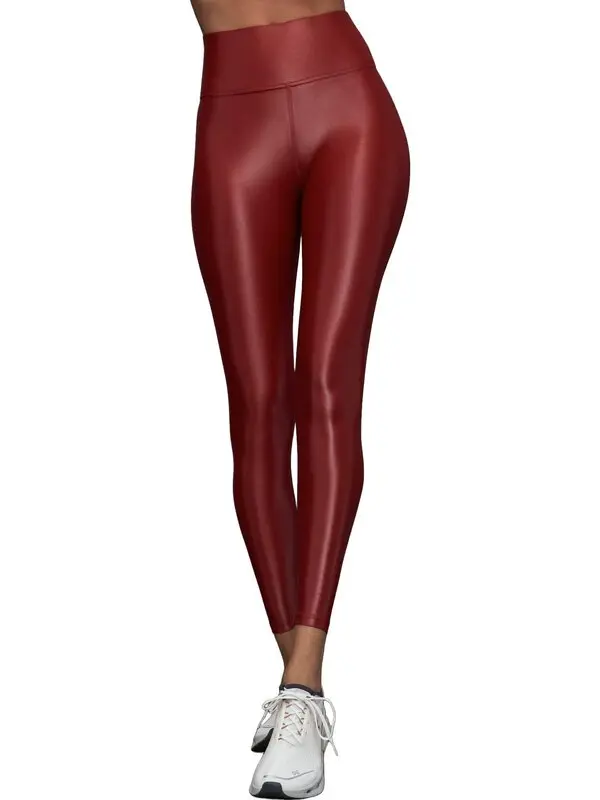 Carbon38 High Rise 7/8 Legging In Takara Shine - Red Dahlia
