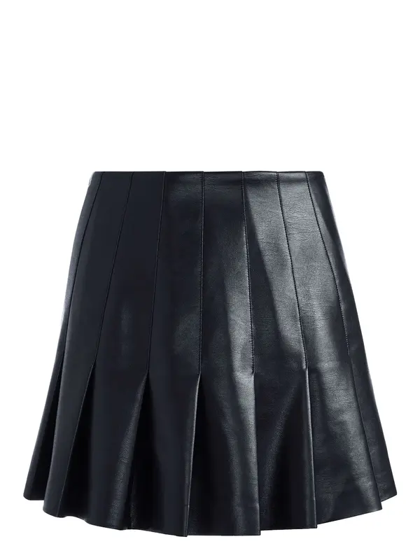 Alice + Olivia Carter Faux Leather Pleated Skirt - Black