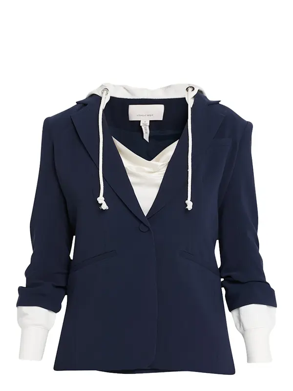 Cinq À Sept Khloe Hooded Jacket - Navy / Ivory