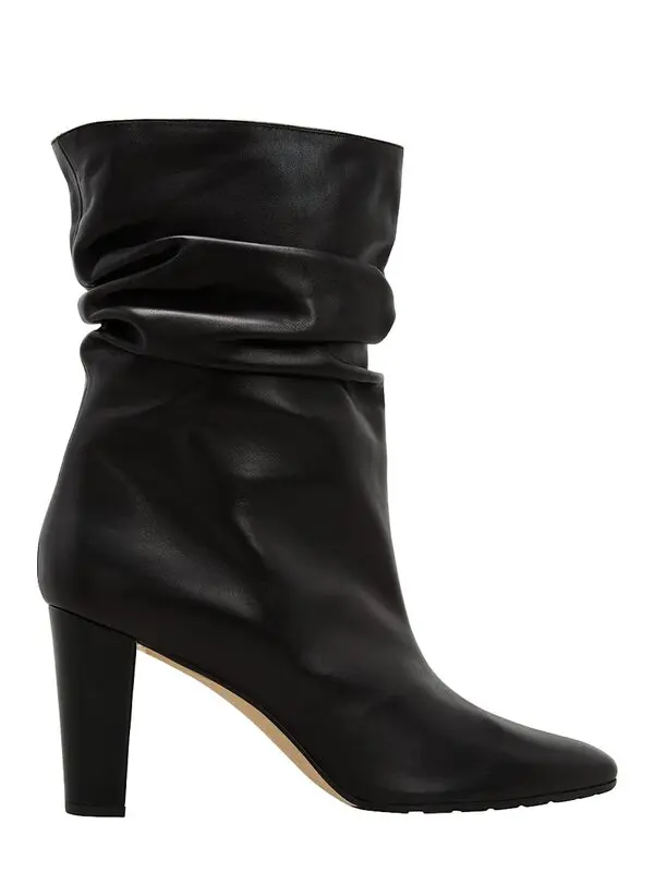 Manolo Blahnik Calasso Napa Slouchy Mid Booties - Black