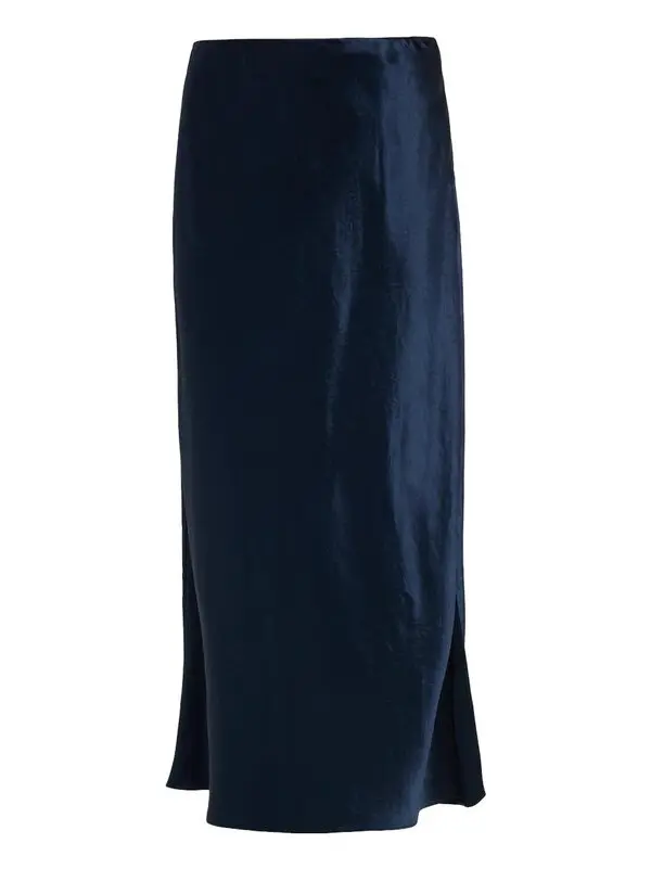 Vince Side-slit Satin Slip Midi Skirt - 403cbl-coa