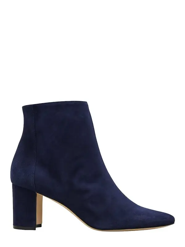 Manolo Blahnik Rosie Suede Ankle Booties - Navy