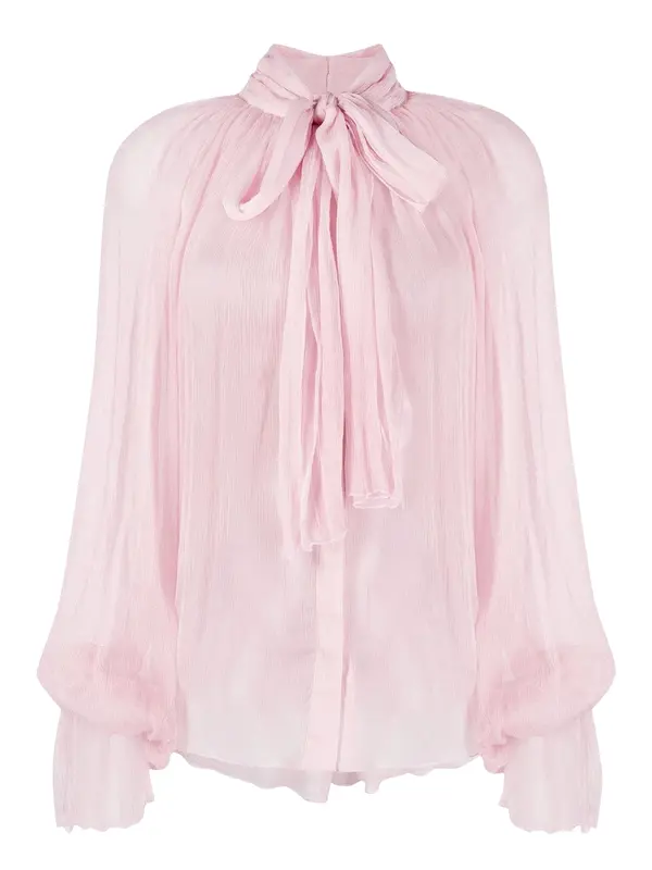 ATU BODY COUTURE Pussy-bow Silk Blouse - Pink