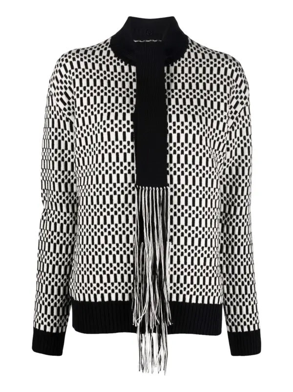 JIL SANDER Scarf-detail Patterned Jumper - White