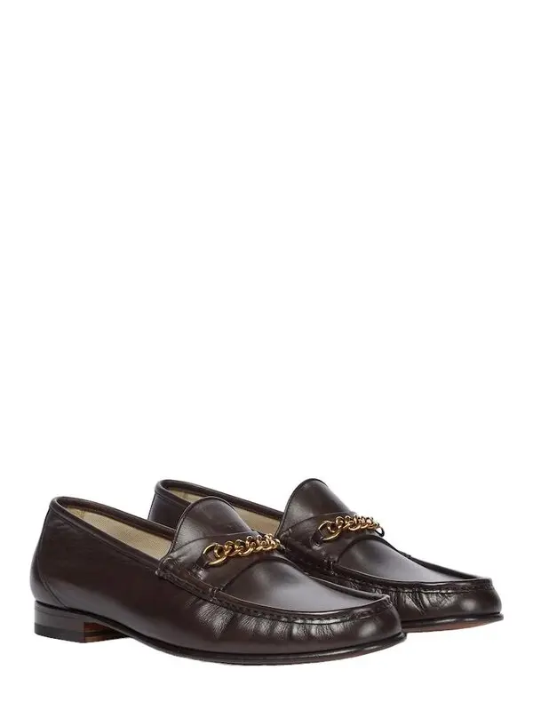 TOM FORD Leather York Chain Loafers - Brown