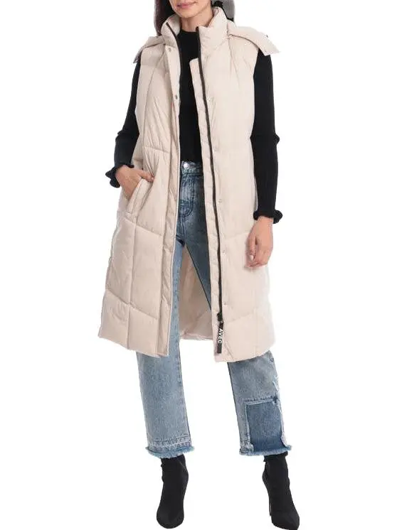 Avec Les Filles Thermalpuff™ Longline Hooded Puffer Vest - Buff
