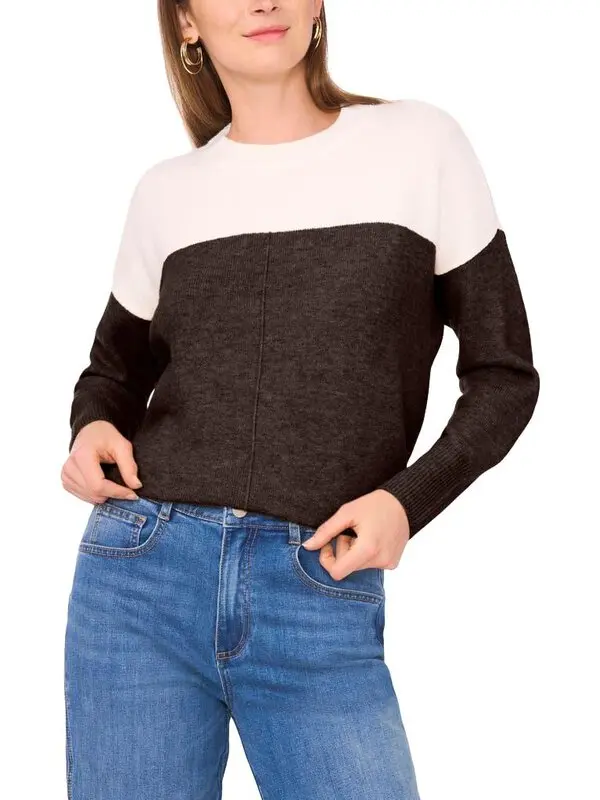 Vince Camuto Colorblock Sweater - Chocolate