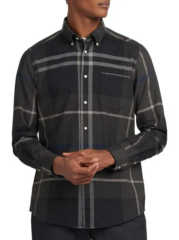 Barbour Dunoon Tailored Fit Plaid Button-down Shirt - Graphite