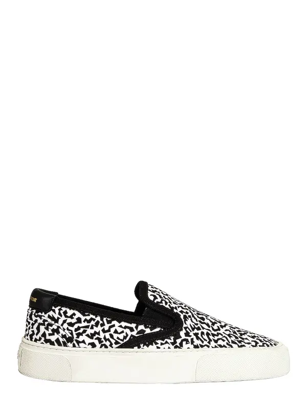 Saint Laurent Venice Low Slip On Sneakers - Bianco & Nero
