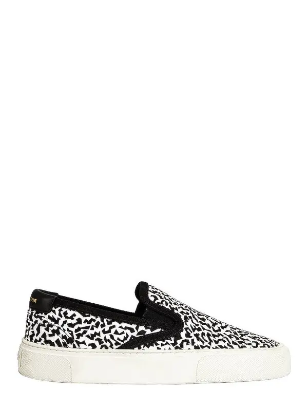 Saint Laurent Venice Low Slip On Sneakers - Bianco & Nero