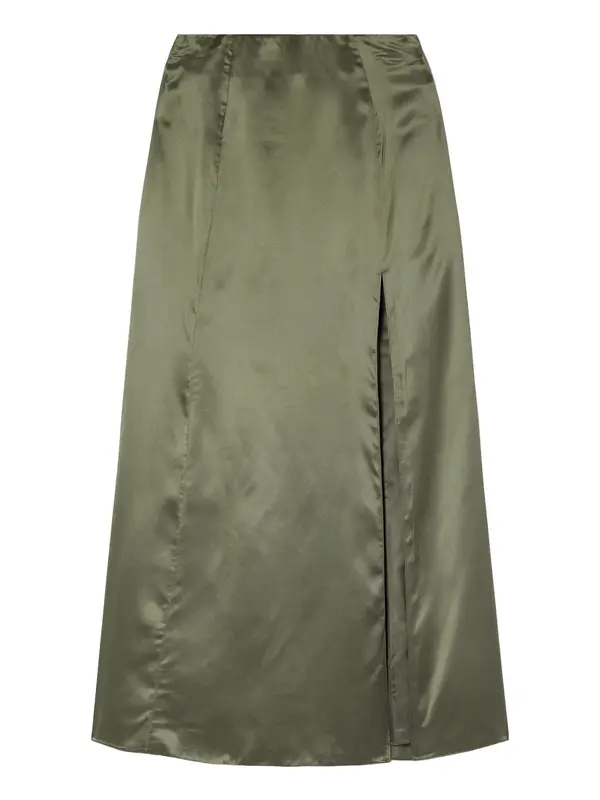 Bite Studios Organic Silk-satin Maxi Skirt - Green
