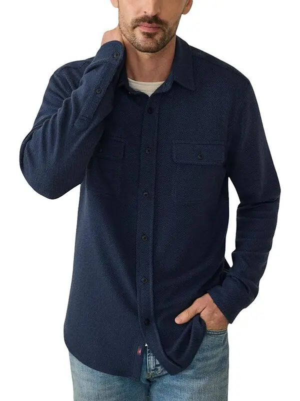Faherty Brand Legend Textured Shirt - Brighton Navy Twill