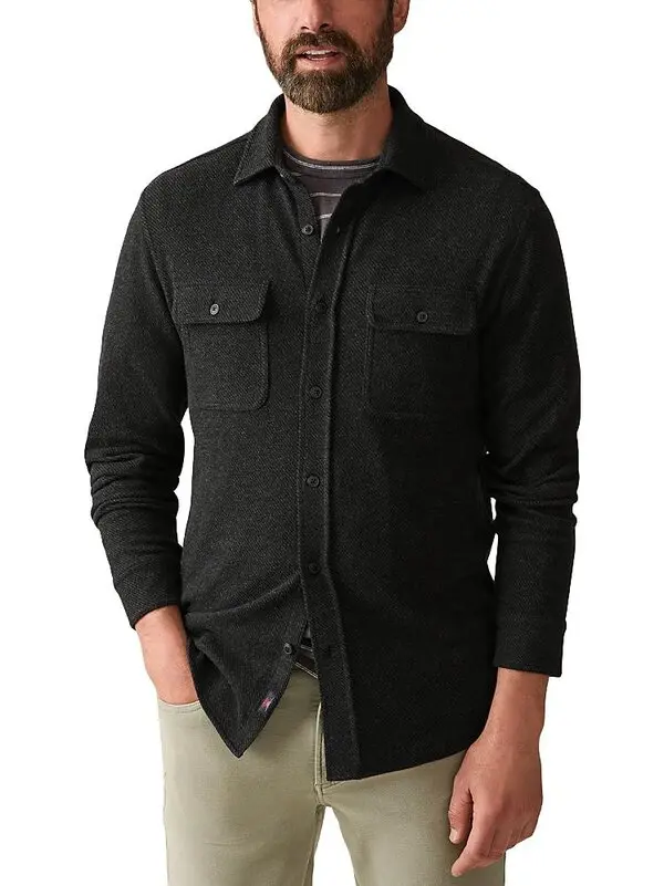 Faherty Brand Legend Textured Shirt - Heathered Black Twill