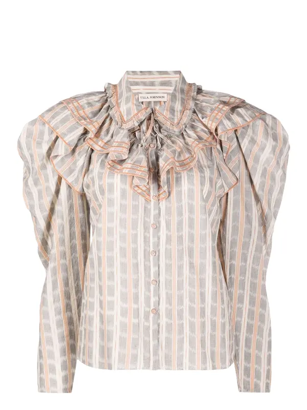 Ulla Johnson Ruffled-neck Blouse - Neutrals