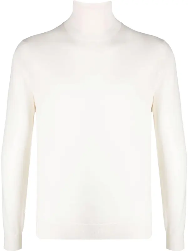 DELL'OGLIO Roll-neck Merino Jumper - White