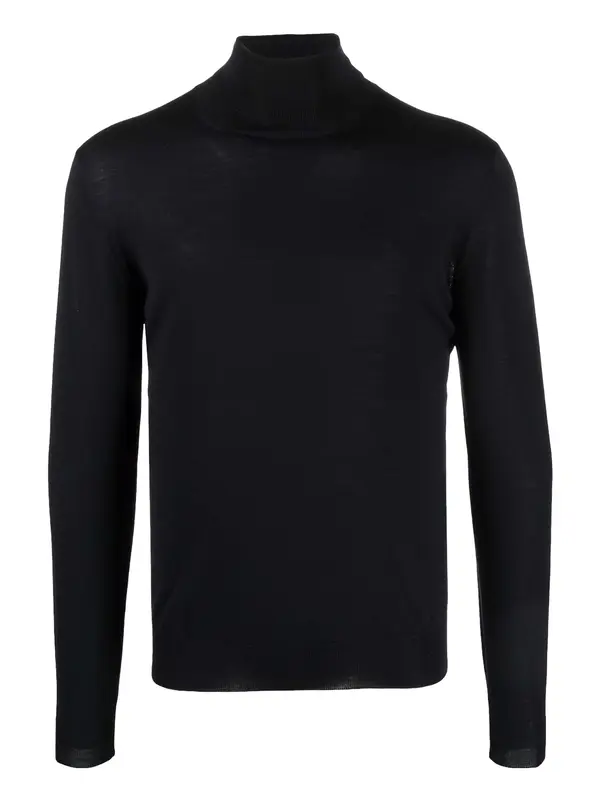 DELL'OGLIO Roll-neck Merino Jumper - Blue
