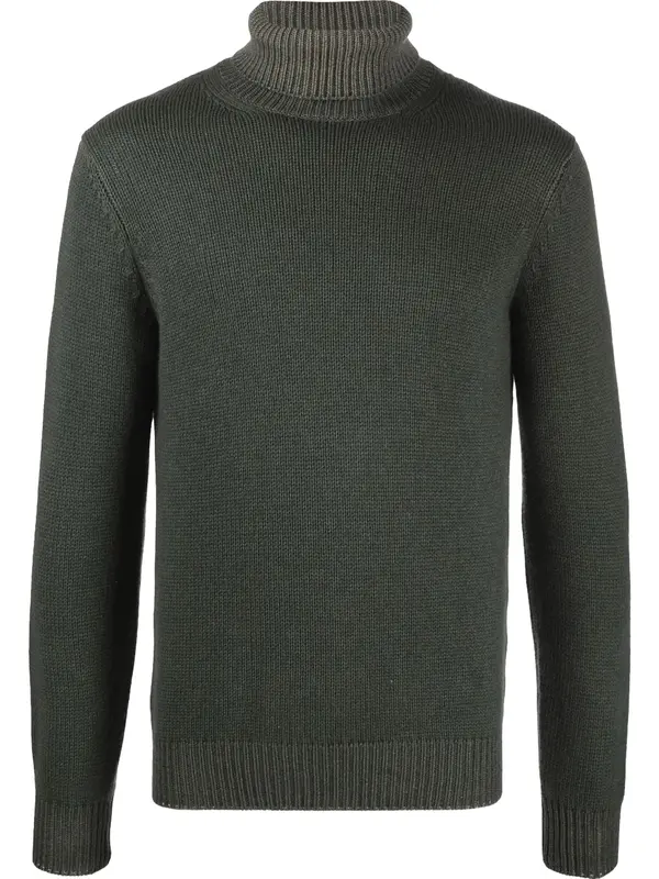 DELL'OGLIO Rib-trimmed Jumper - Green