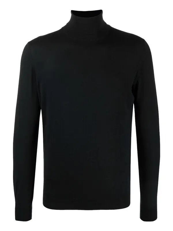 DELL'OGLIO Merino Roll-neck Jumper - Black