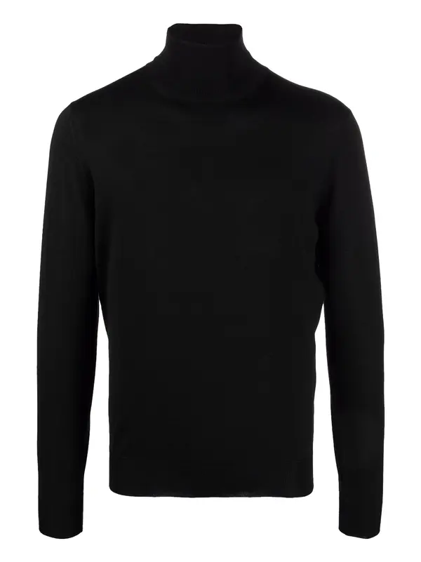 DELL'OGLIO Roll-neck Merino Jumper - Black