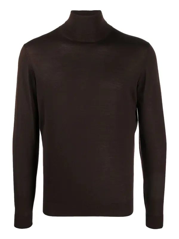 DELL'OGLIO Roll-neck Merino Jumper - Brown