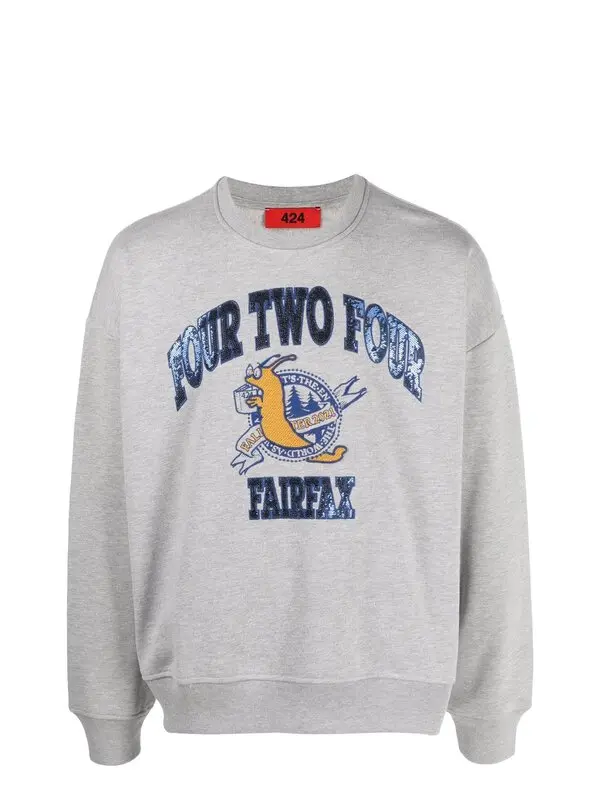 424 Embroidered Varsity-style Sweatshirt - Grey