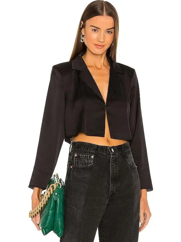 L'academie The Leona Crop Blouse - Black