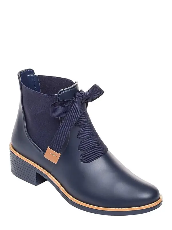 Bernardo Lacey Short Waterproof Rain Boot - Navy Pvc