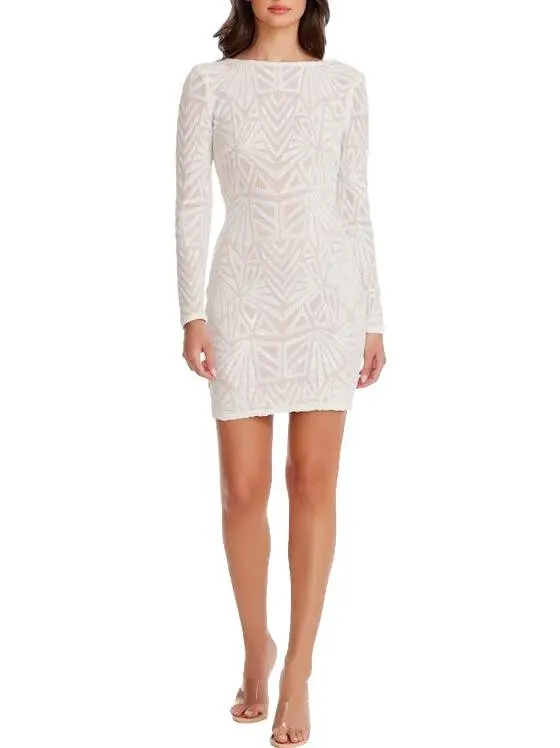 Dress The Population Lola Sequin Mini Dress - White