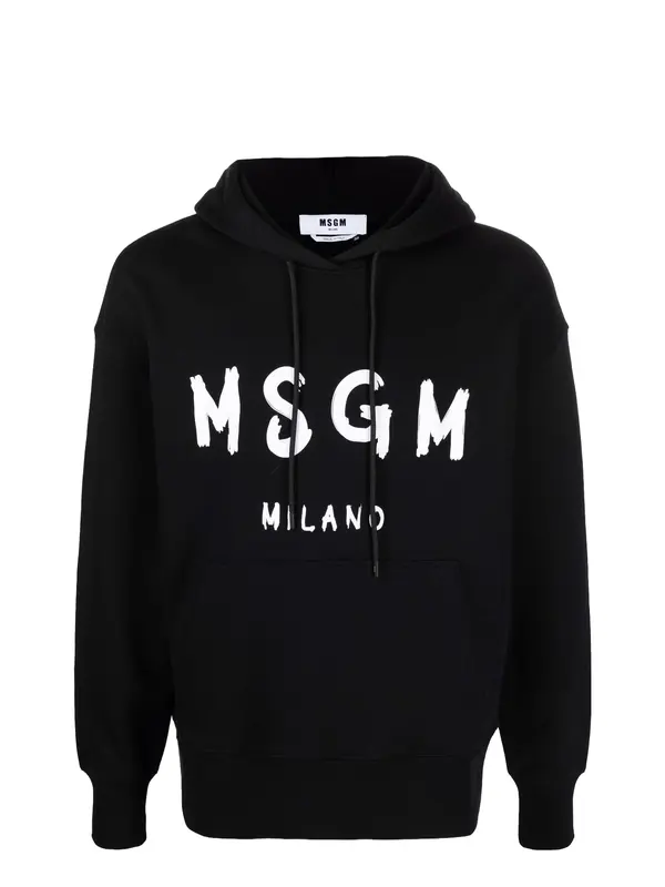 MSGM Logo Print Hoodie - Black