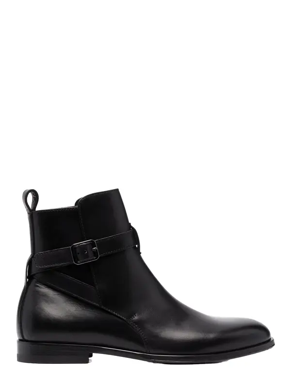 SCAROSSO Lara Buckled Ankle Boots - Black