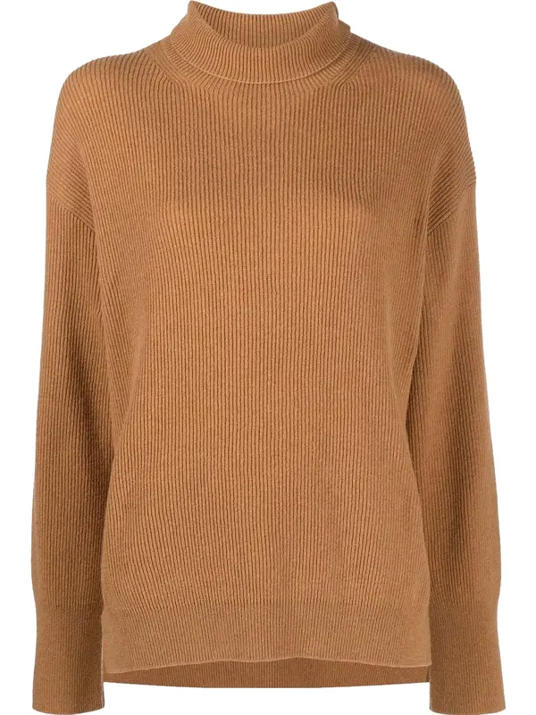 Nanushka Roll-neck Ribbed-knit Jumper - Brown