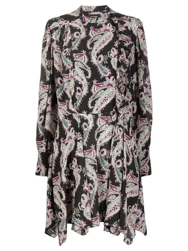 Isabel Marant Paisley-print Silk Dress - Black