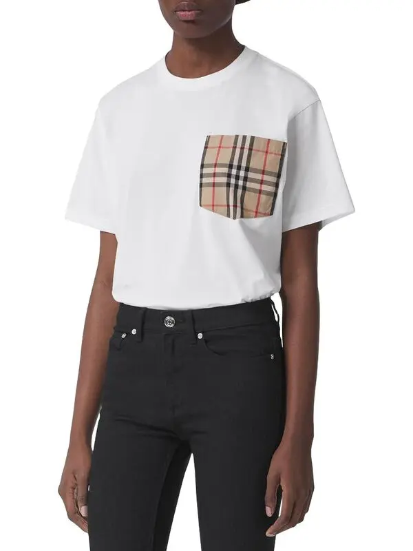 Burberry Irem Check Pocket Oversized T-shirt - White