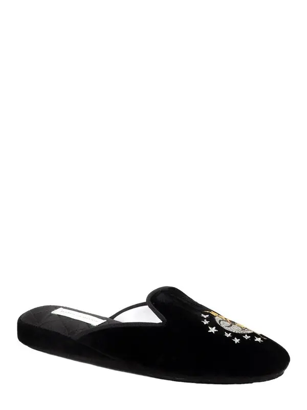 PATRICIA GREEN Sun Moon Star Embroidered Slipper - Black
