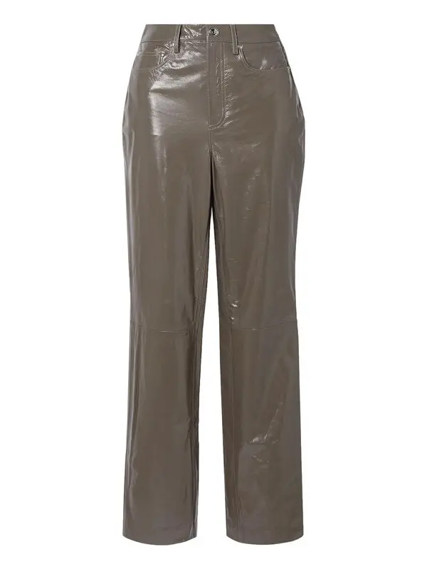 Remain Birger Christensen Lynn Leather Straight-leg Pants - Gray
