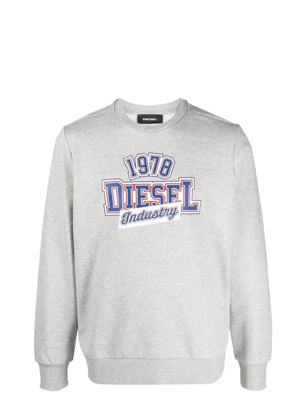 DIESEL® Logo Print Cotton Sweatshirt - Grey