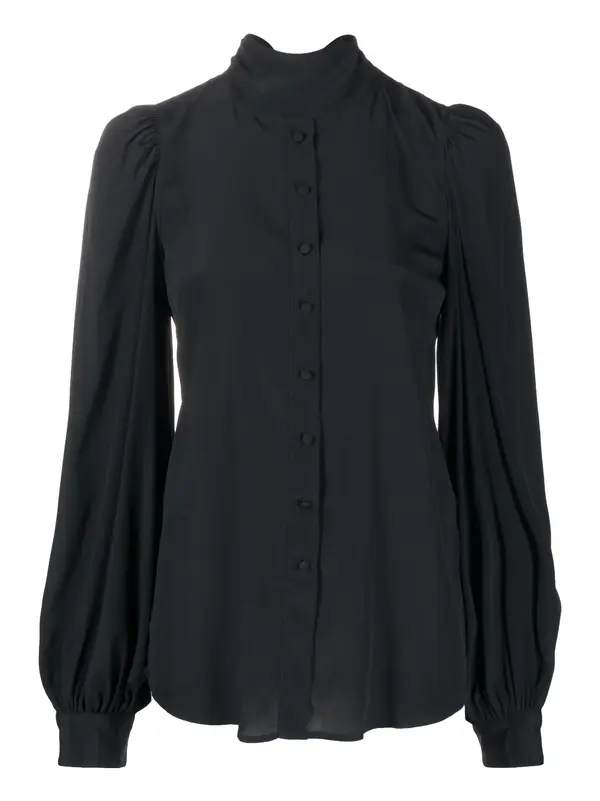 Wandering Stand-up Collar Blouse - Black