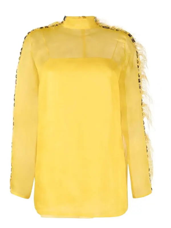 Emilio Pucci Silk Feather-trim Blouse - Yellow