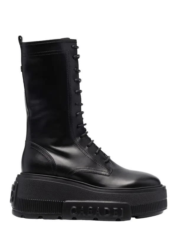 Casadei Lace-up Platform Boots - Black