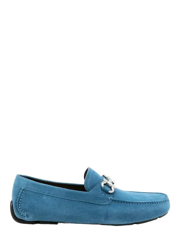 FERRAGAMO Gancini Suede Driving Loafers - Blue
