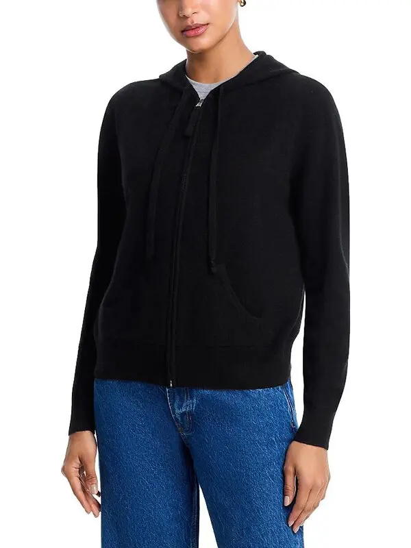 Aqua Cashmere Full Zip Hoodie - Black
