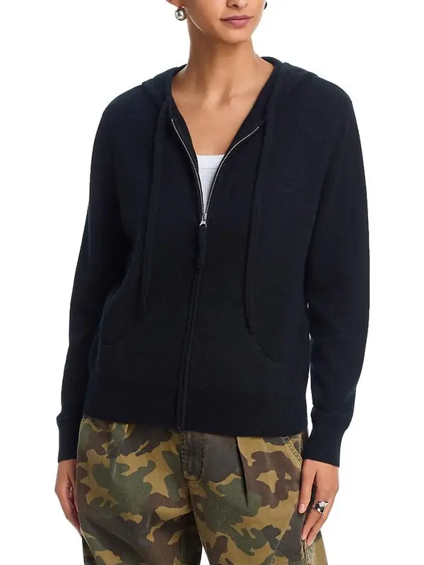 Aqua Cashmere Full Zip Hoodie - Black