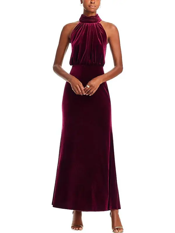 Eliza J Mock Neck Blouson Gown - Plum